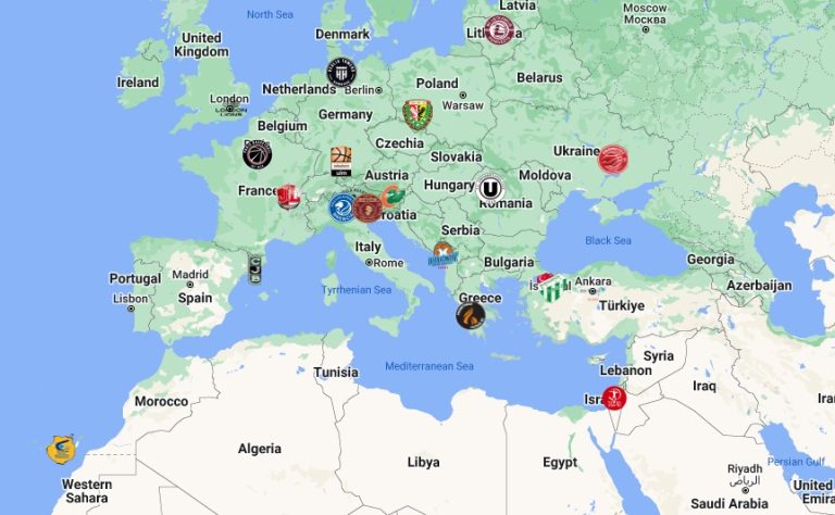Euro Cup Teams Map with logos | Euro Cup Teams Location - FTS DLS KITS