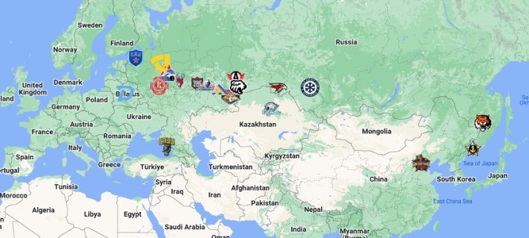 KHL Teams Map with logos | KHL Teams Location - FTS DLS KITS