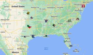 AAC Teams Map with logos | AAC Teams Location - FTS DLS KITS