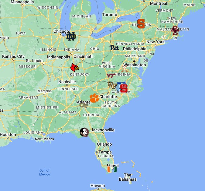 ACC Teams Map With Logos ACC Teams Location FTS DLS KITS