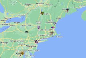 America East Conference Teams Map with logos | America East Conference ...