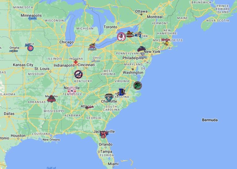 International League Teams Map with logos | International League Teams ...