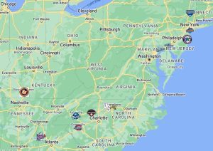 South Atlantic League Teams Map with logos | South Atlantic League ...