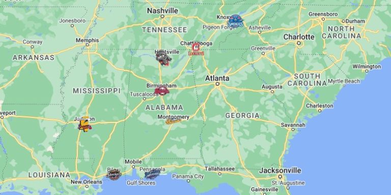 Southern League Teams Map with logos | Southern League Teams Location ...